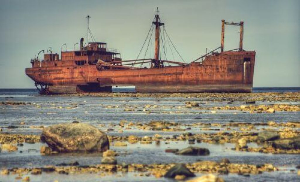 MV Ithaca comes ashore, almost!